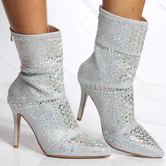 Forever 21 | Shoes | Forever Dressy Pointy Toe Back Zipper Rhinestone ...
